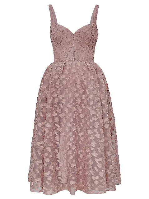 House Of Cb Sweetheart-neckline Lace Midi Dress - French Rose Jacquard
