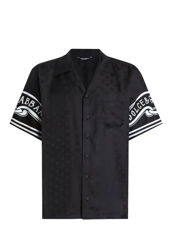 Dolce & Gabbana Printed Silk And Denim Shirt - Black