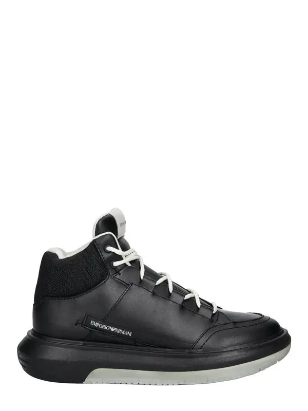 Emporio Armani Panelled High-top Sneakers - Black