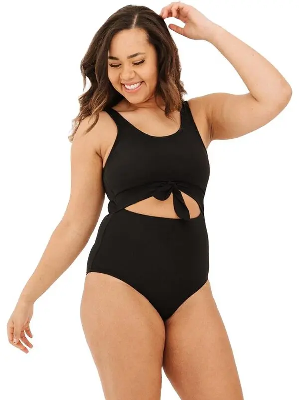 LIME RICKI SWIMWEAR Knotted One-piece - Black