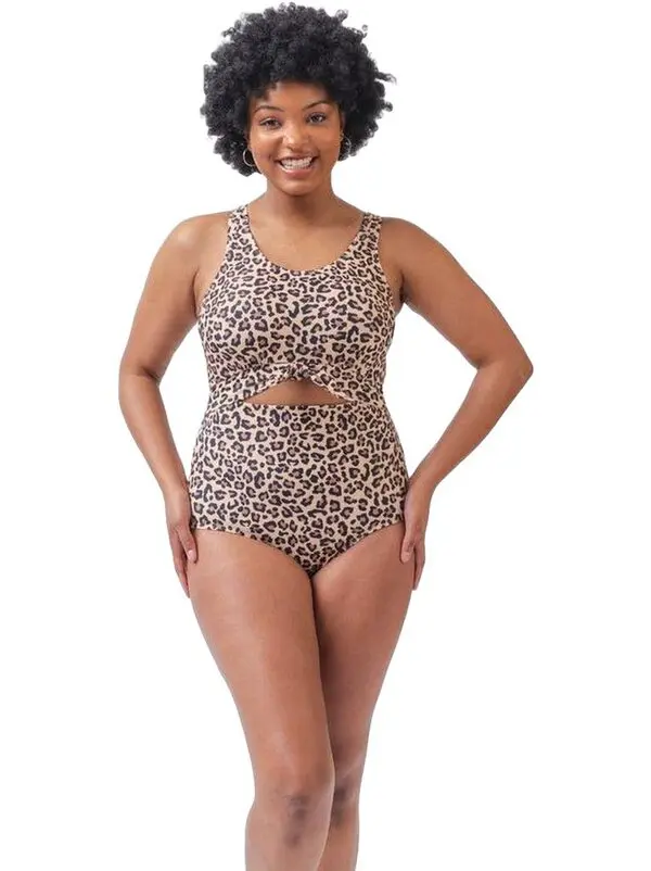 LIME RICKI SWIMWEAR Knotted One-piece - Leopard