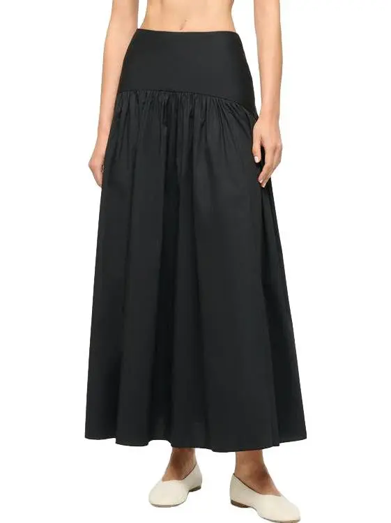 Staud Procida Asymmetric A-line Skirt - Black