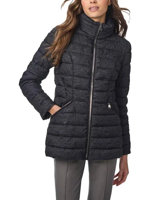Bernardo Jacquard Puffer Jacket - Black