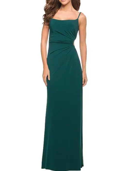 LABOMME Prom Dress With Slit - Dark Emerald