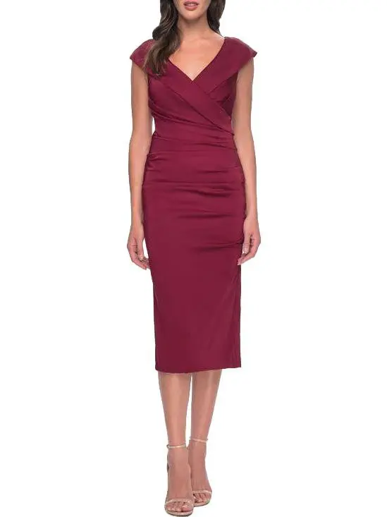 La Femme Pleated Jersey Dress - Wine