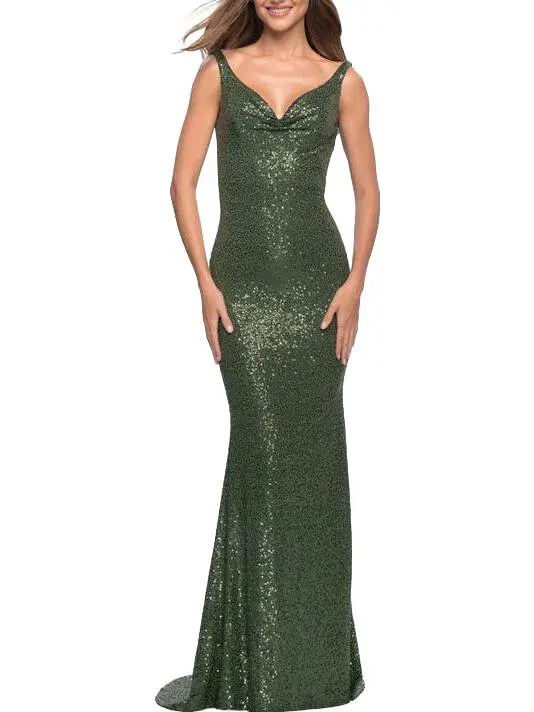 La Femme Sequin Gown - Emerald