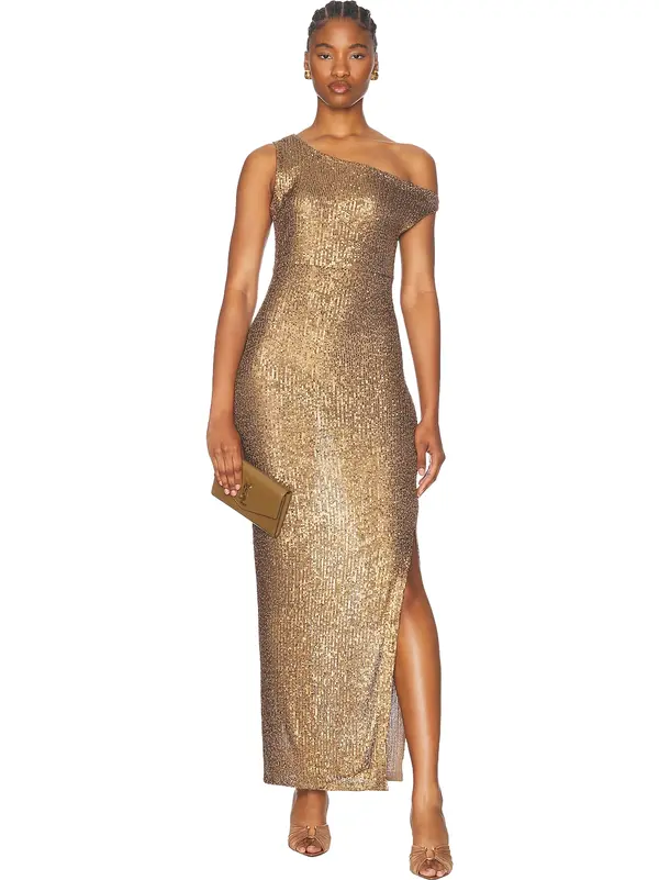 Norma Kamali Drop Shoulder Fitted Gown - Bronze