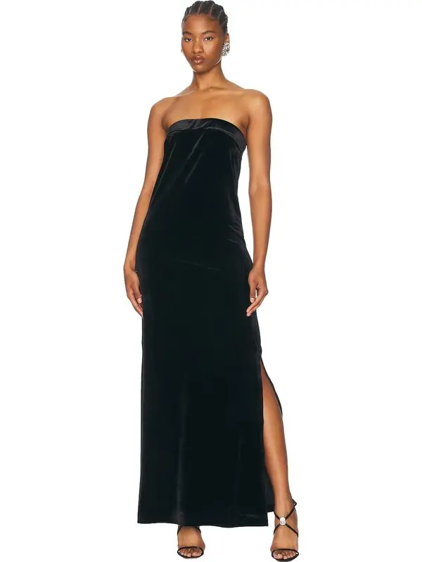 Norma Kamali Strapless Tailored Gown With Side Slit - Black
