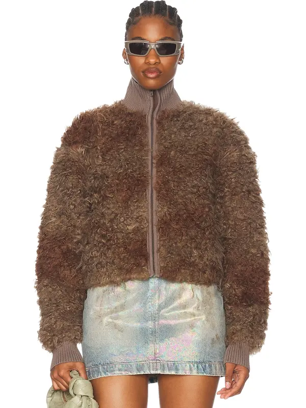 Acne Studios Freya Faux Fur Jacket - Mud Brown