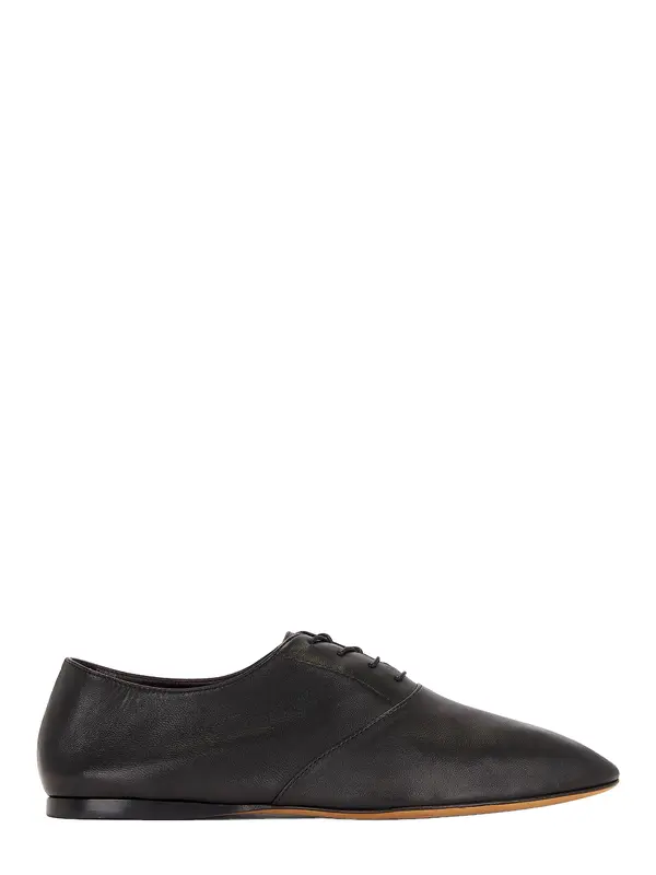 THE ROW Hereditas Lace Up Flat - Black