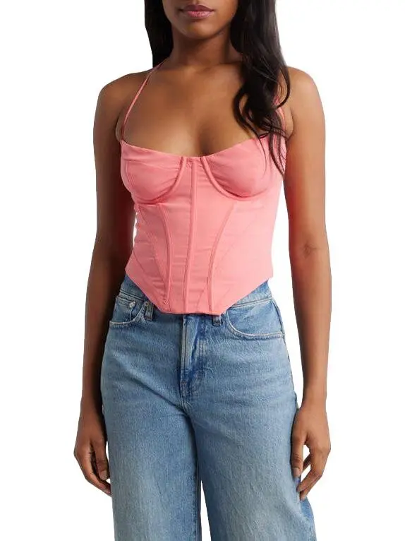 MISTRESS ROCKS Halter Corset Top - Coral
