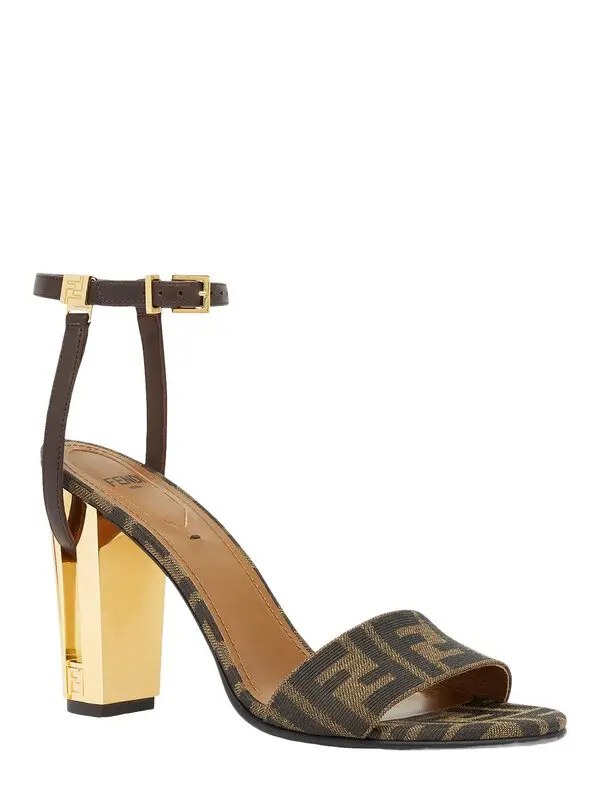 Fendi Delfina Ankle Strap Sandal - Brown/ Black