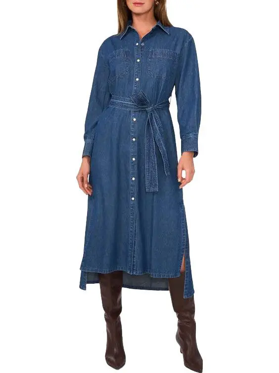 1.State Long Sleeve Midi Denim Shirt Dress - Navy Yard