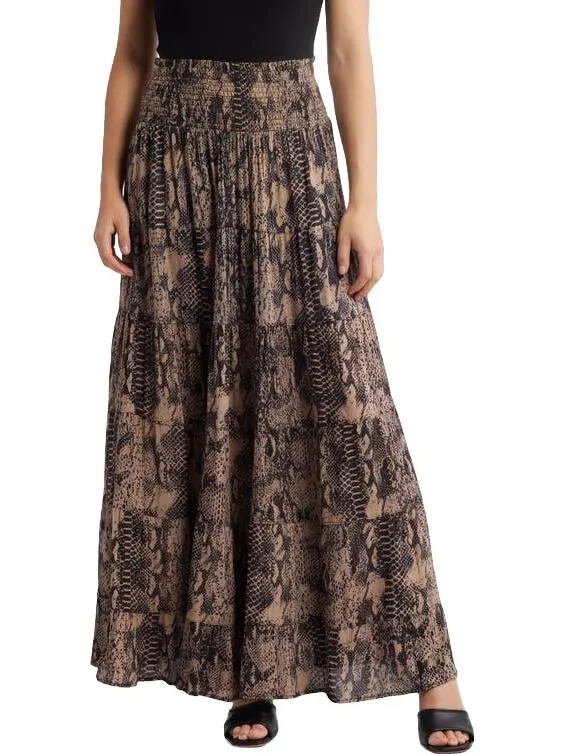 NIKKI LUND Torvi Animal Print Maxi Skirt - Taupe