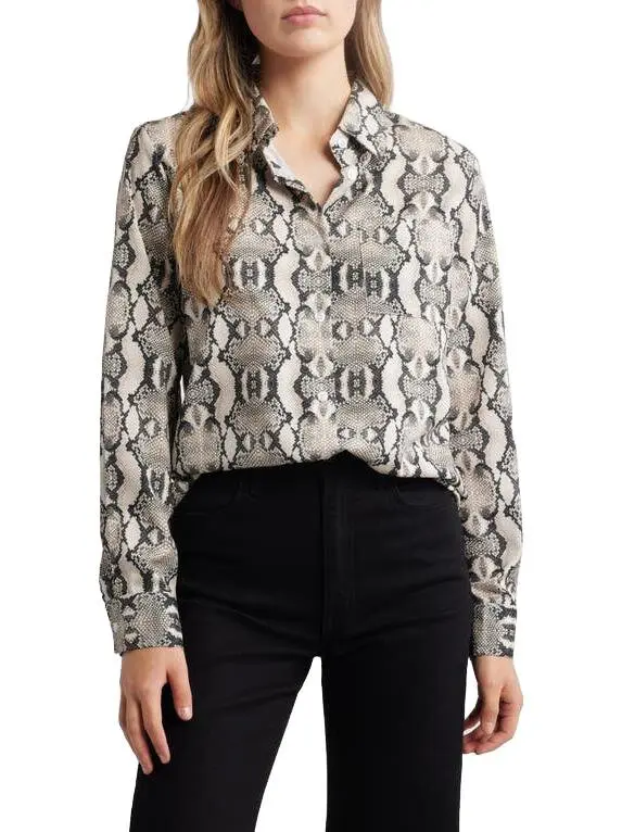 NIKKI LUND Annika Snakeskin Button-up Shirt - Snake