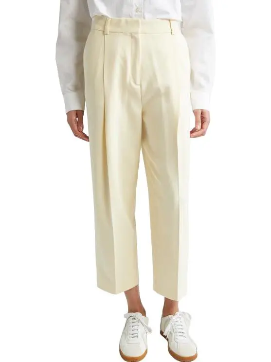 TOTEME Pleat Front Straight Leg Trousers - Butter