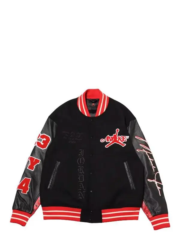 JORDAN X Awake Ny Varsity Jacket - University Red/black