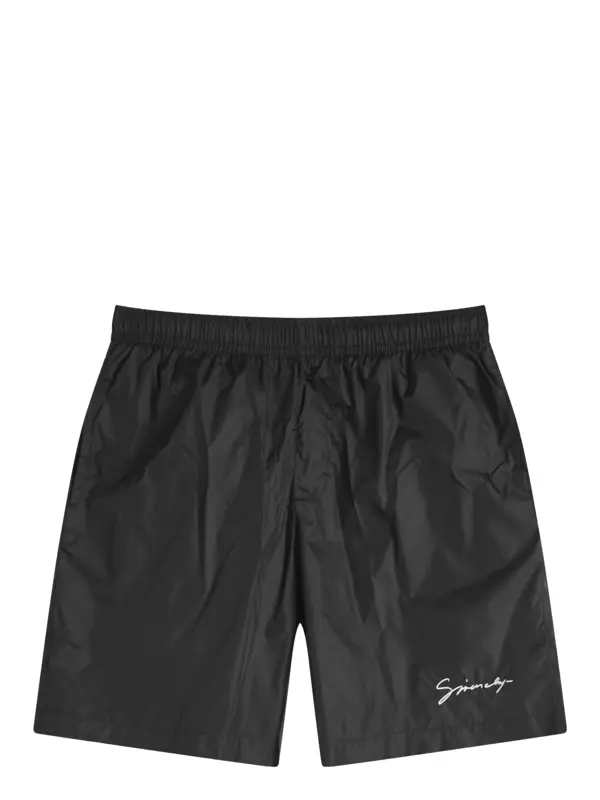 Givenchy Logo Embroidery Swim Shorts - Black/white