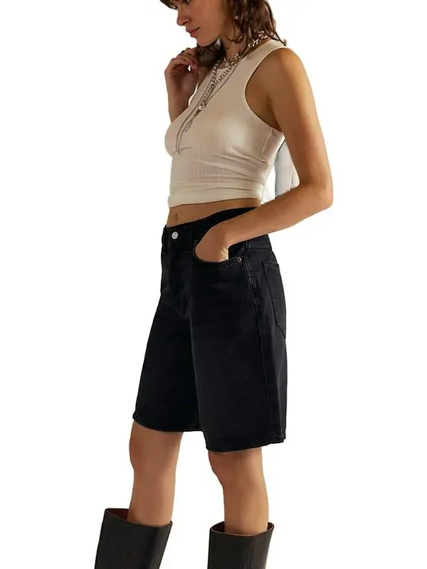 Free People We The Free Montana Denim Bermuda Shorts - Lights Out