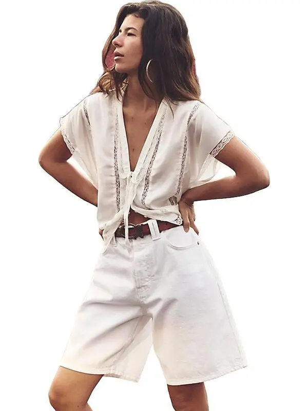 Free People We The Free Montana Denim Shorts - Snowfall