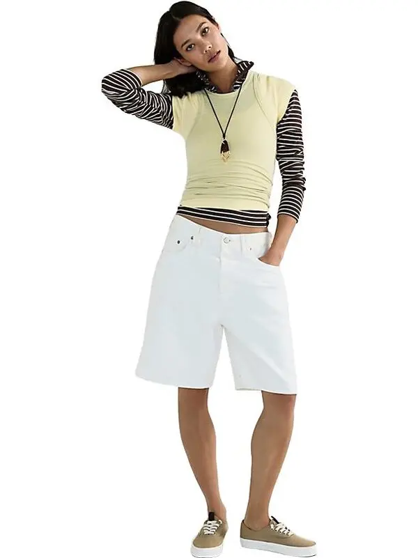 Free People We The Free Montana Denim Bermuda Shorts - Snowfall