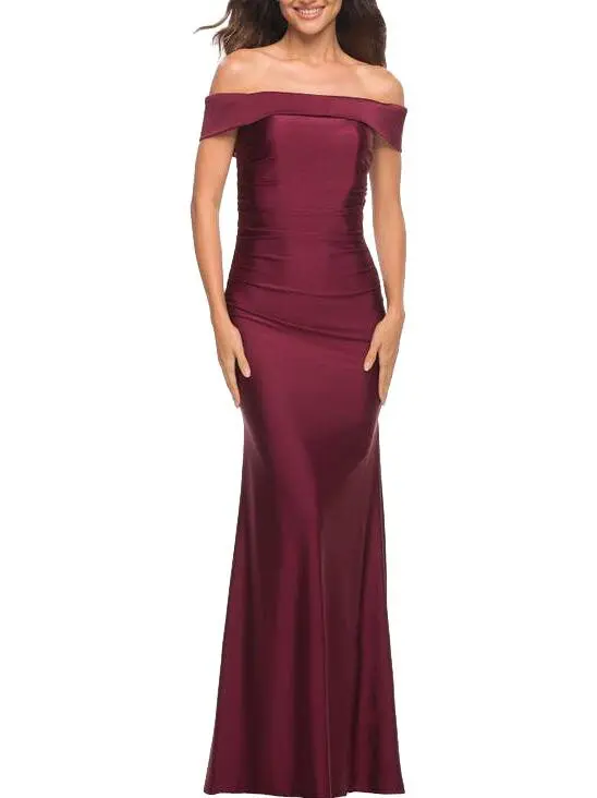 LABOMME Off-the-shoulder Evening Gown - Wine