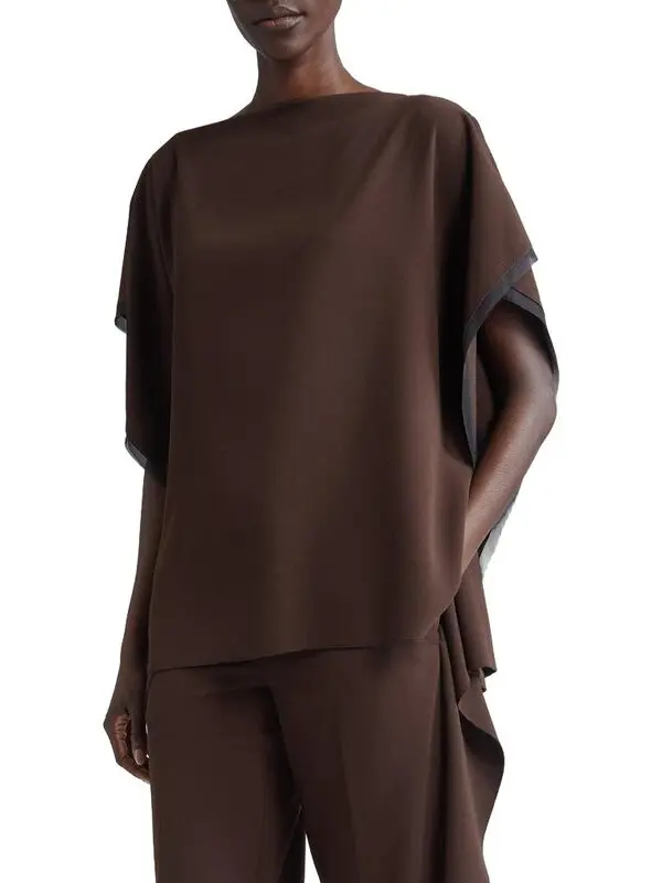 JASON WU Organza Trim Asymmetric Top - Bark