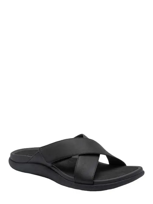 ABEO Laguna Slides - Black Leather - Regular