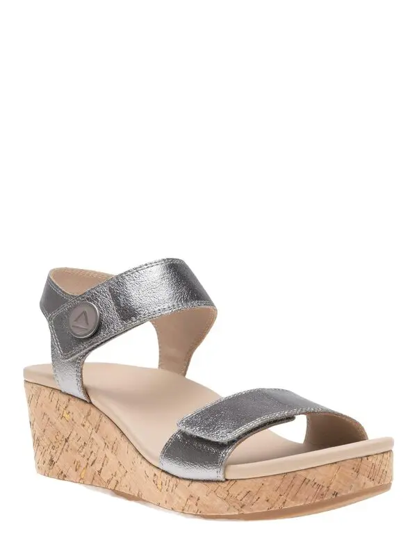 ABEO Riviera Strap Wedge Sandal - Pewter - Regular