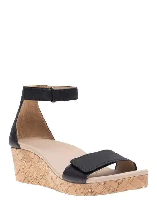 ABEO Riviera Ankle Strap Wedge Sandal - Black Nubuck - Metatarsal