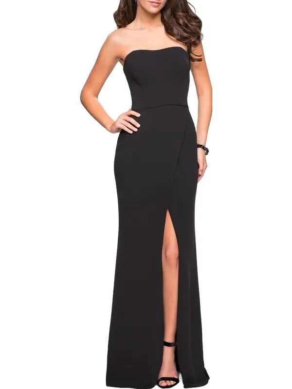 LABOMME Strapless Column Gown - Black