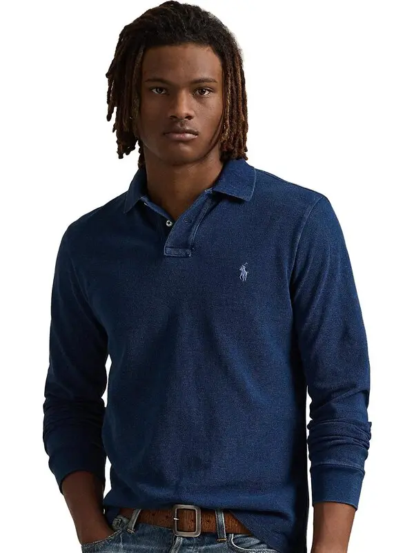 Ralph Lauren Custom Slim Fit Indigo Mesh Polo Shirt - Dark Indigo