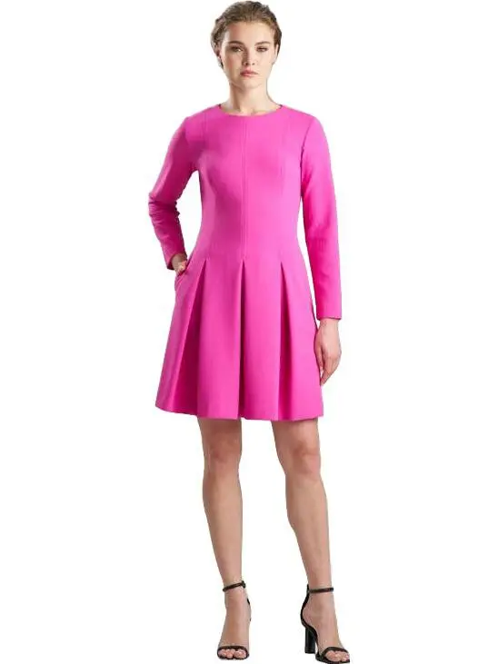 Natori Scuba Crepe Pleated Dress - Rose Pink