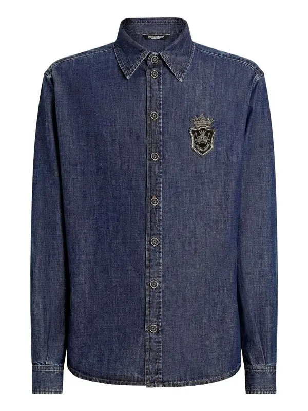 Dolce & Gabbana Logo-patch Denim Shirt - Blue