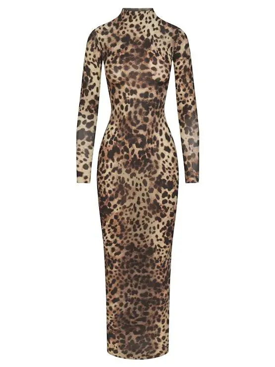 SKIMS X Dolce&gabbana Milky Sheer Long Dress - Leopard