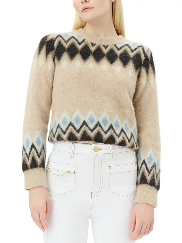 GANNI Multicolor Fine Brushed Sweater - Latte