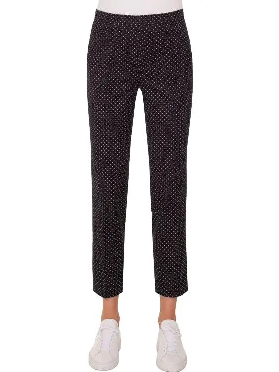 Akris Franca Mini Dot Stretch Cotton Pants - Black/ Cream