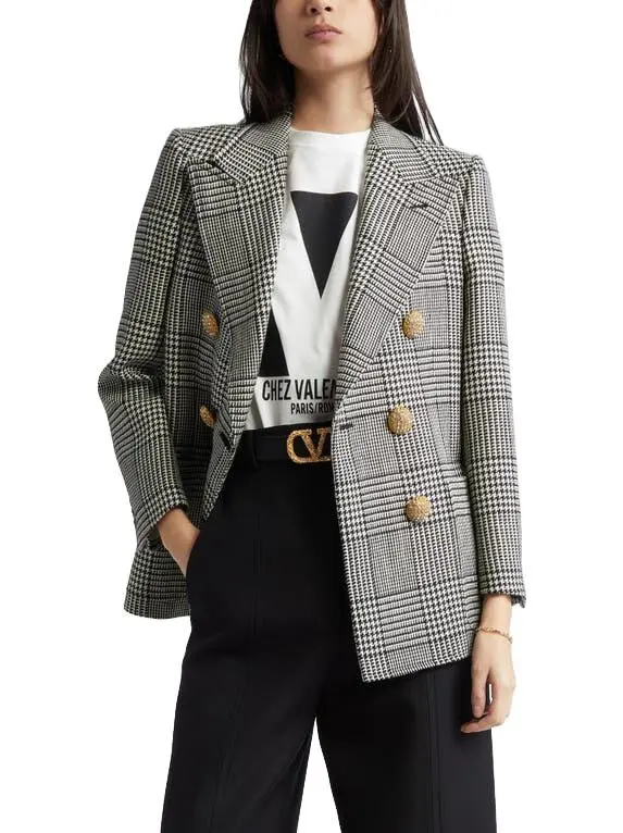 Valentino Garavani Glen Plaid Double-breasted Blazer - Avorio/nero