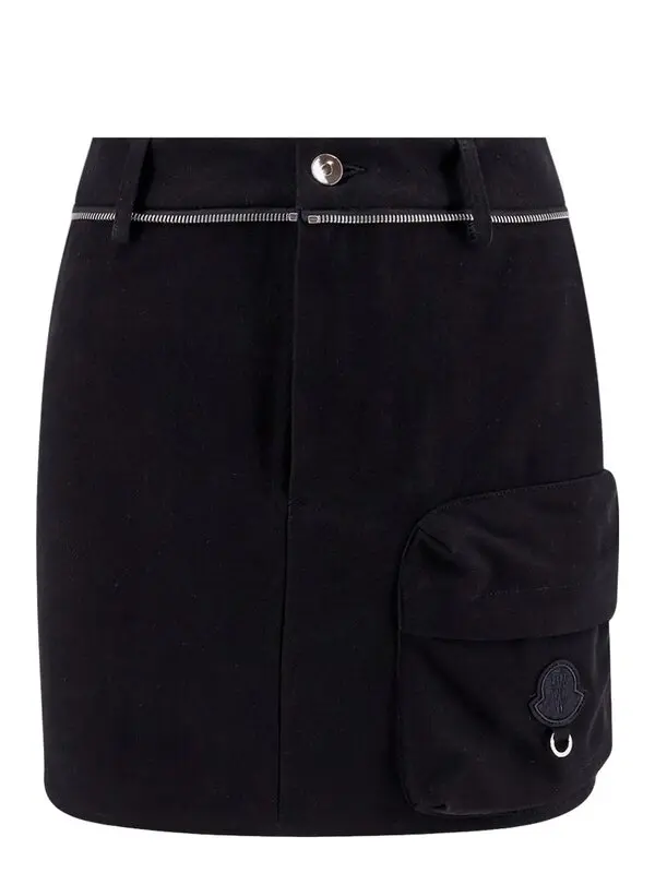 Moncler 6 Willow Smith Cotton Skirt With Metal Profile - Black
