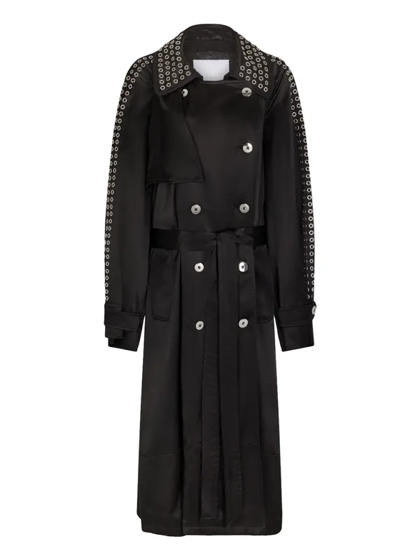 Rabanne Eyelet-detail Trench Coat - Black