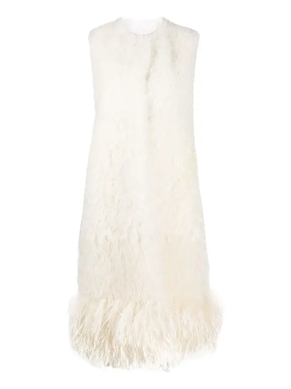 Prada Sleeveless Shearling Coat - White