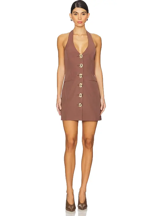 THE WOLF GANG Irida Vest Dress - Chocolate Brown