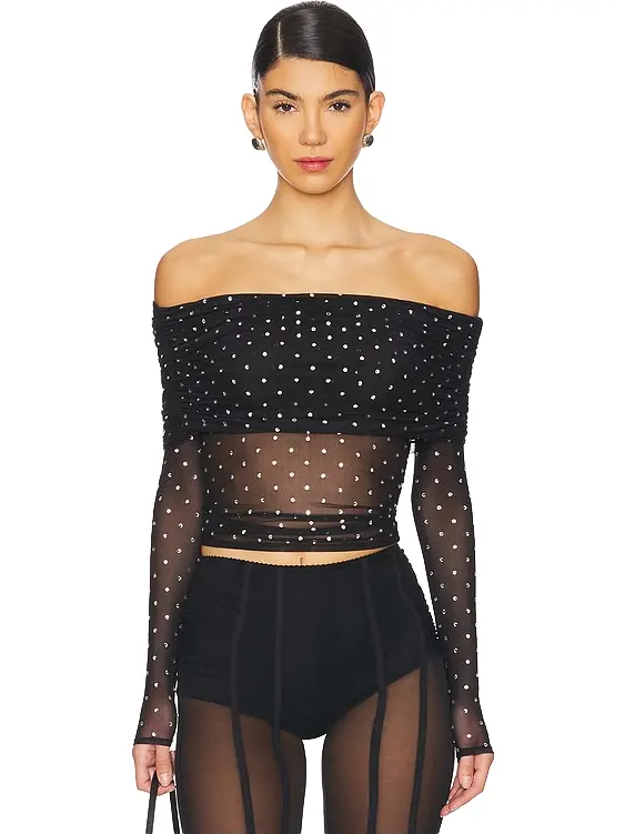 Retrofete Oriana Mesh Top - Black & Silver