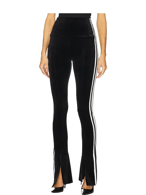 Norma Kamali Side Stripe Spat Legging In Black - Black & Offset Stripe
