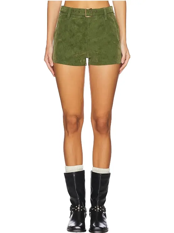 Free People Jada Suede Micro Short - Chives