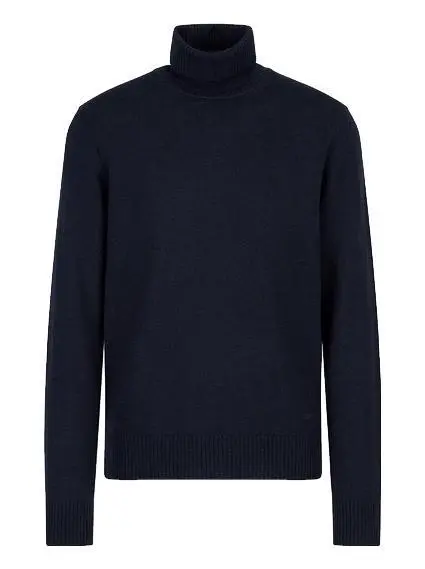 Emporio Armani Virgin-wool, Regular-fit Mock-neck Jumper - Red