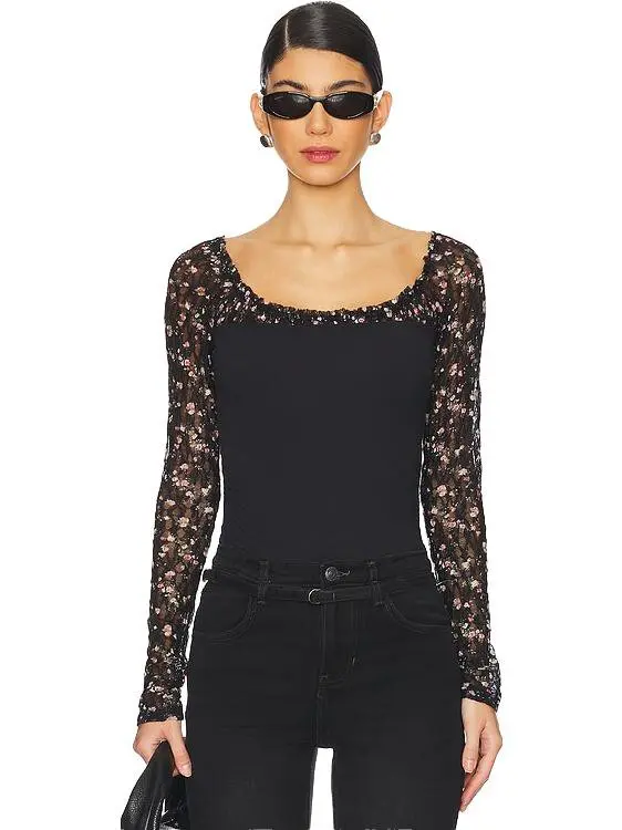 Free People Josie Long Sleeve Top - Black Combo