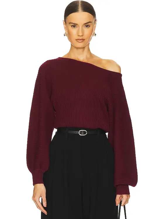L'academie By Marianna Indre Sweater In Burgundy - Black Cherry