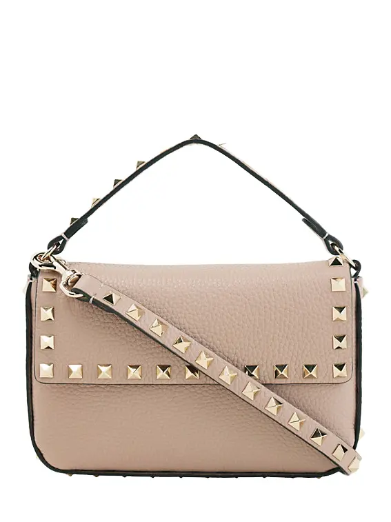 Valentino Garavani Rockstud Leather Cross-body Bag - Poudre