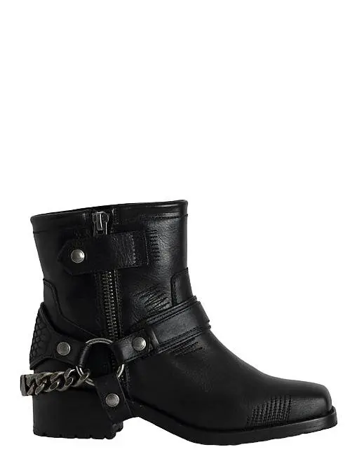 Zadig&Voltaire Chain-embellished Leather Ankle Boots - Noir